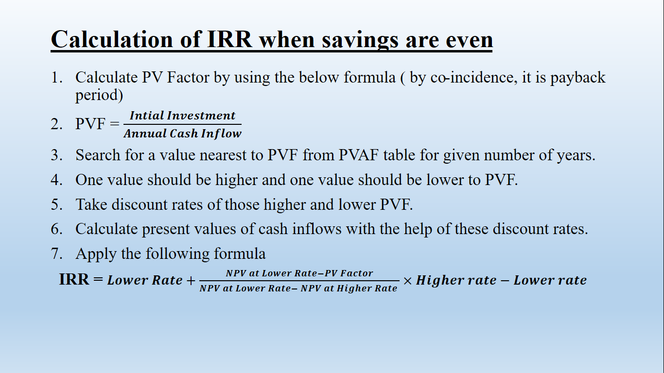 Internal Rate Of Return IRR Method COMMERCESTUDYGUIDE