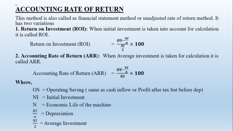 Accounting Rate Of Return COMMERCESTUDYGUIDE